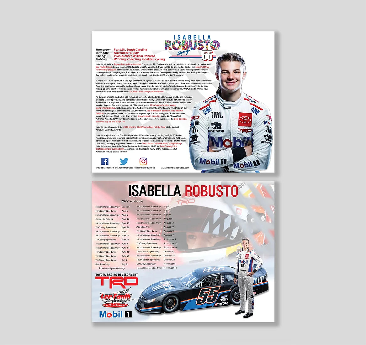 2022 Robusto Autographed Card – Isabella Robusto Racing